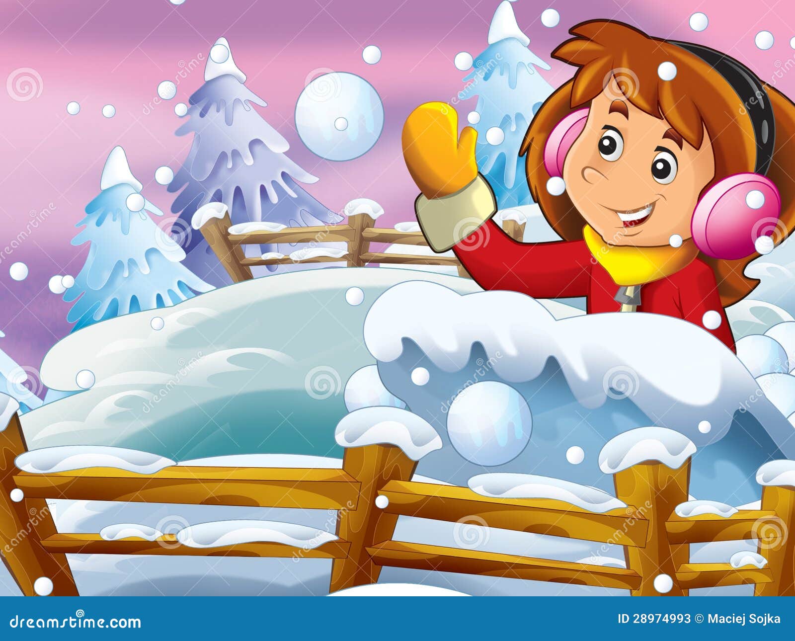 Cartoon snow fight stock illustration. Illustration of sihlouette ...