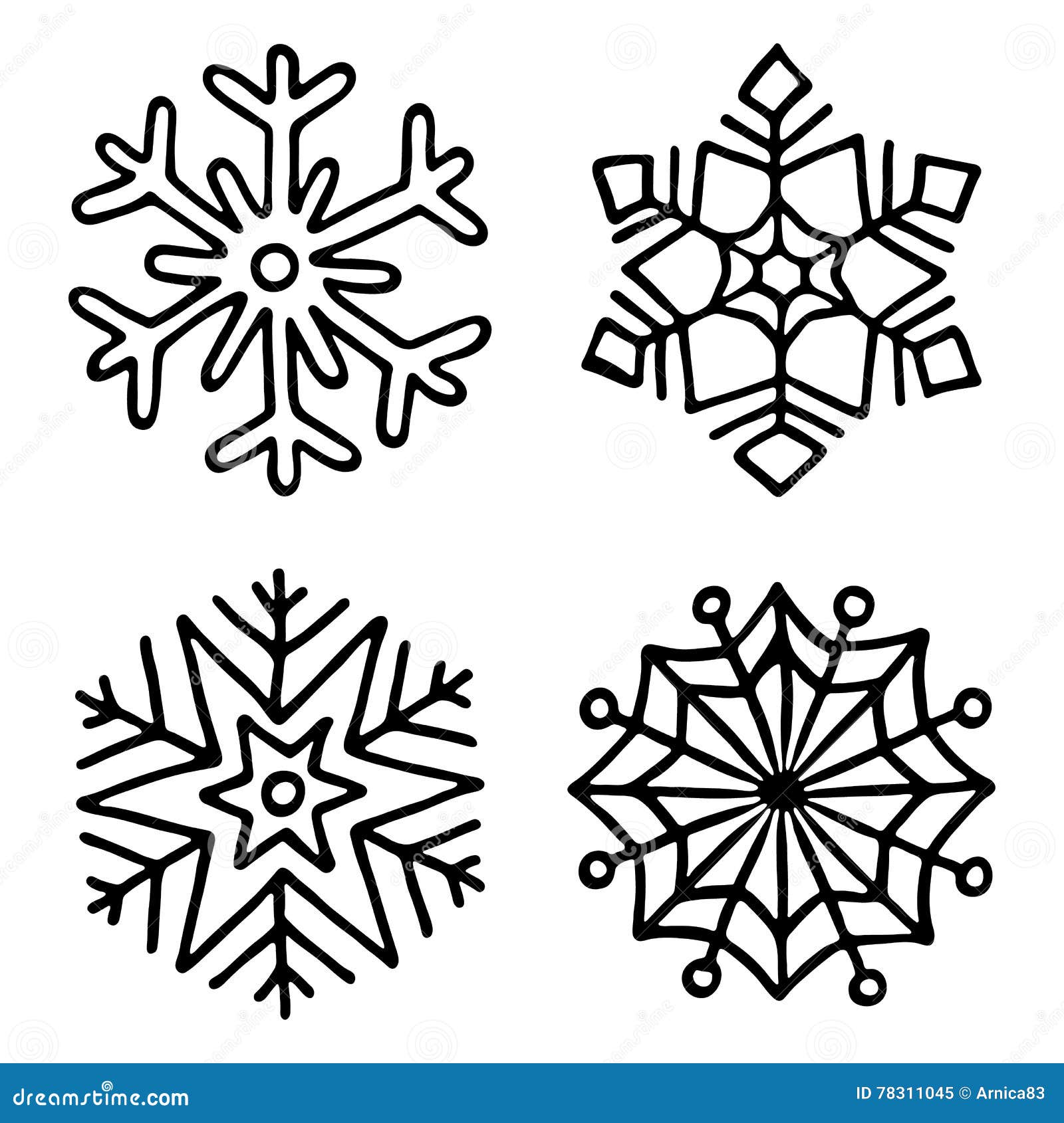 Cartoon Snowflake set stock vector. Illustration of beautiful - 78311045