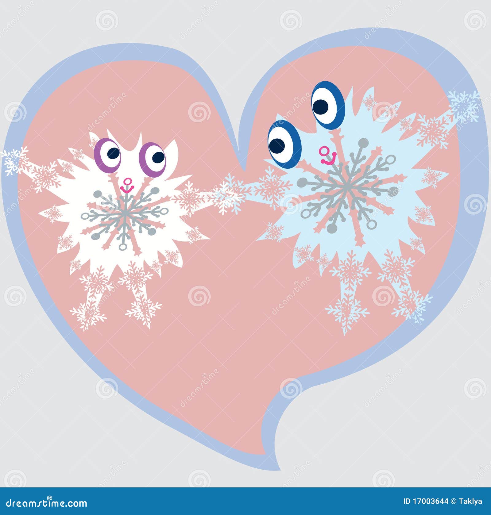 Cartoon snowflakes in love stock vector. Illustration of color - 17003644