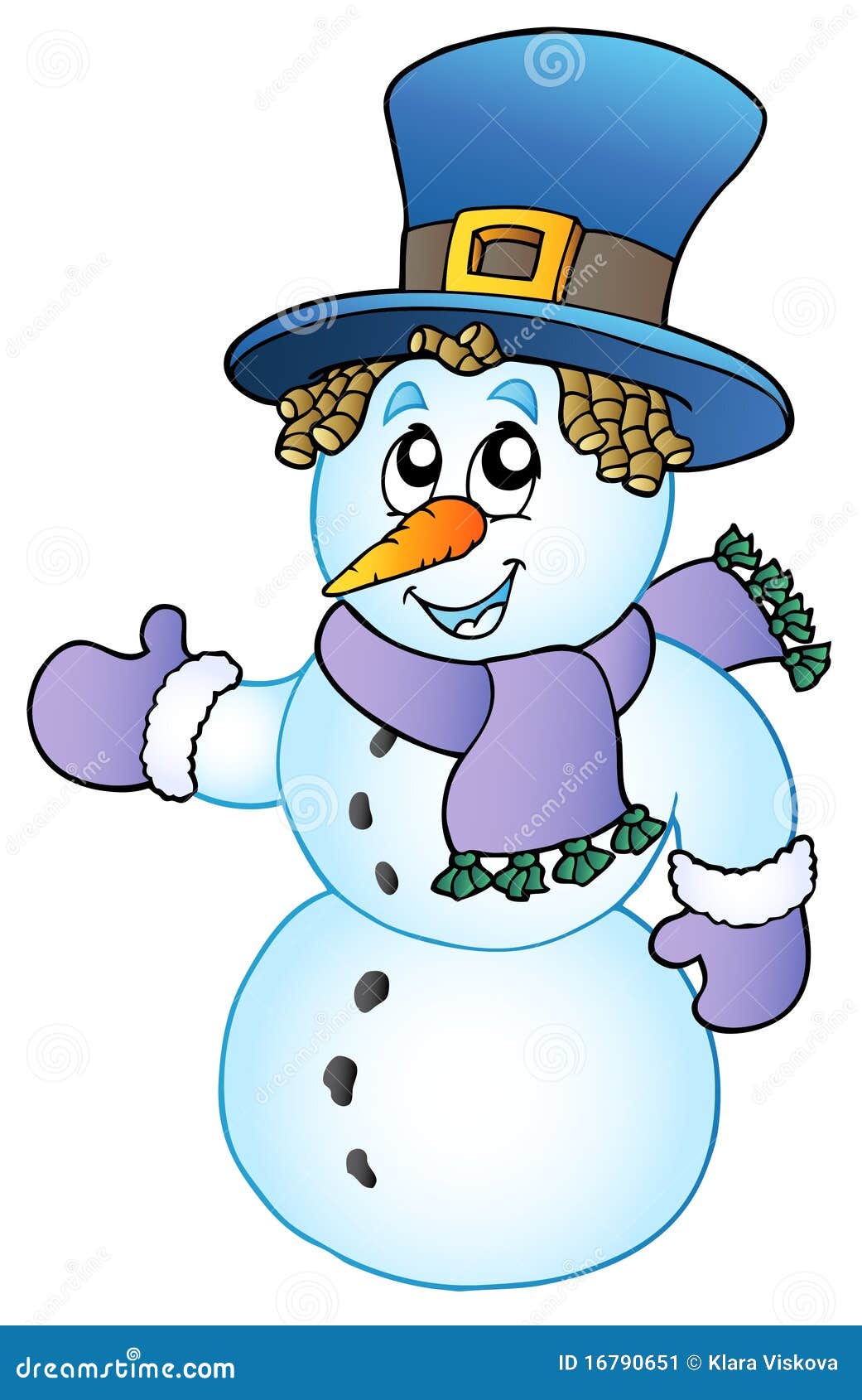 Cartoon Snowman with Big Hat Stock Vector - Illustration of season ...