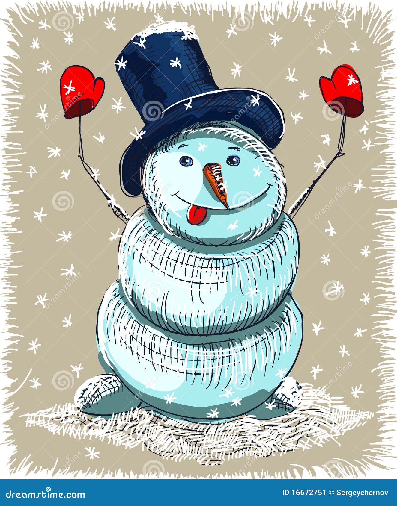 Cartoon Snowman Christmas Card Stock Vector - Illustration of card ...