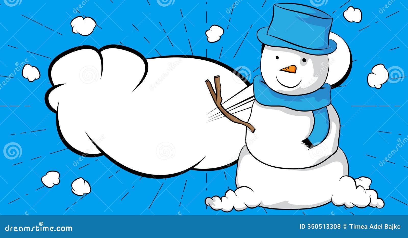 Cartoon Snowman, Comic Book Holiday. Retro Vector Comics Pop Art. Stock ...