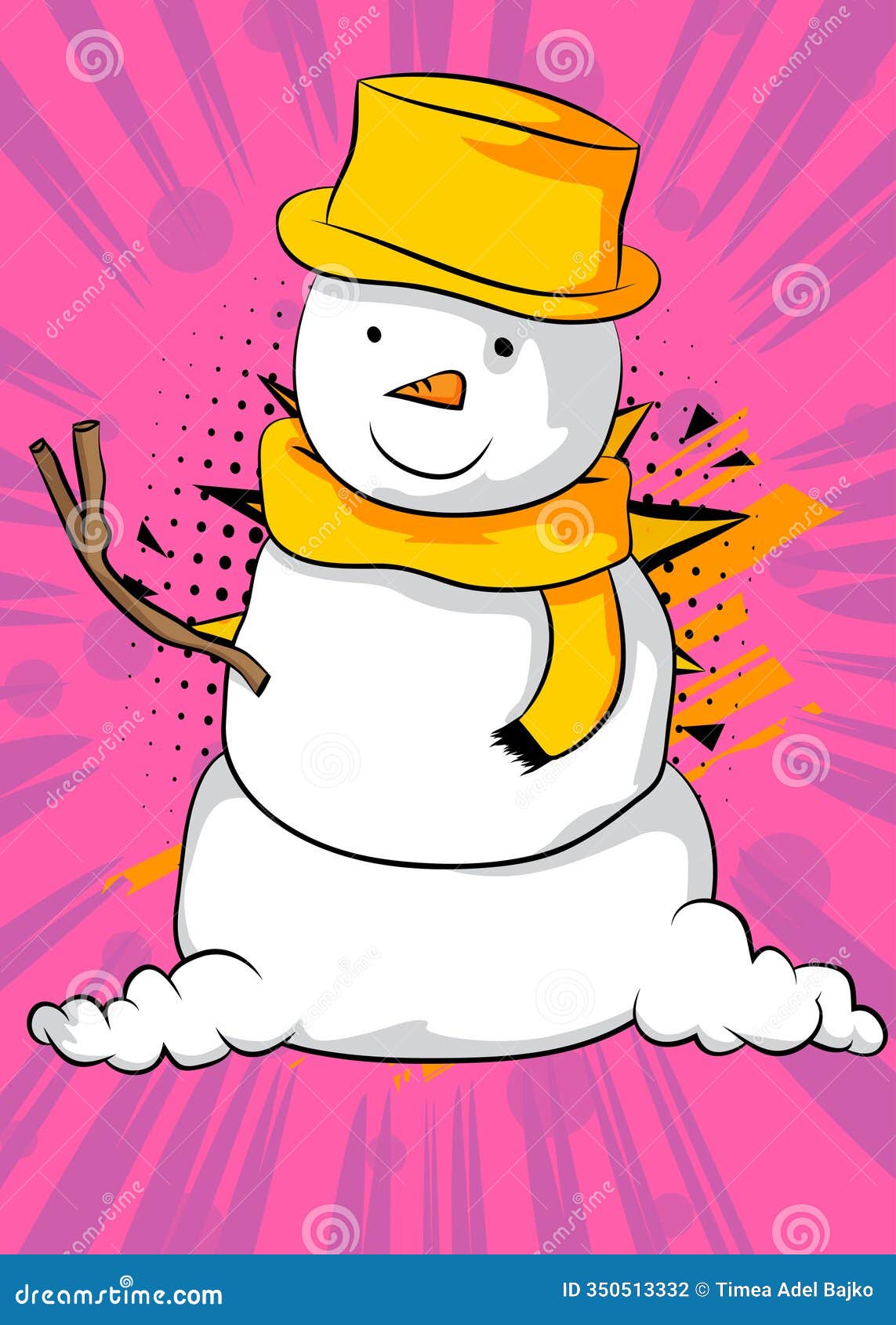 Cartoon Snowman, Comic Book Holiday. Retro Vector Comics Pop Art. Stock ...