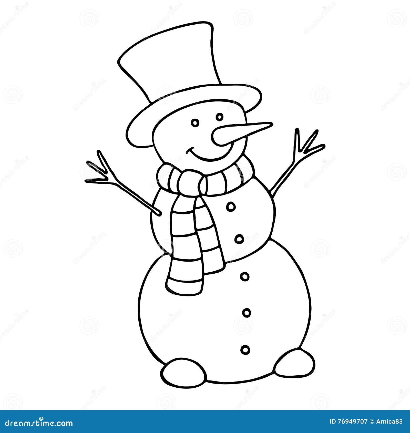 Cartoon snowman. stock vector. Illustration of cute, holiday - 76949707