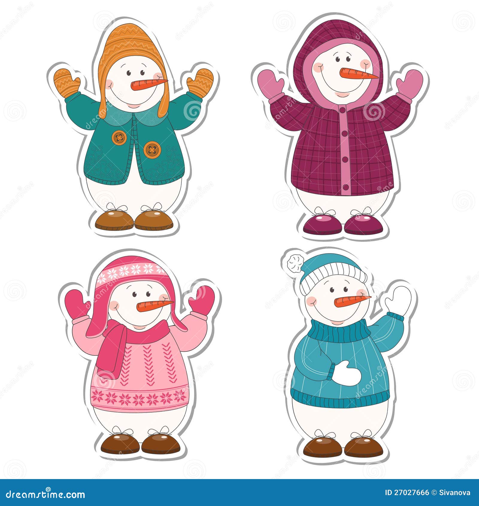 Cartoon Snowman Giving The Thumbs Up. Vector Clip Art Illustration With ...