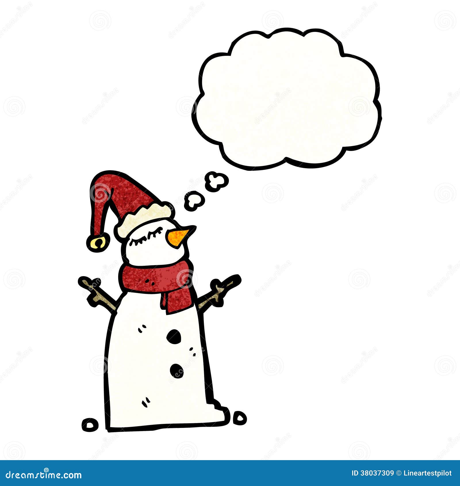 Cartoon Snowman with Thought Bubble Stock Vector - Illustration of cute ...