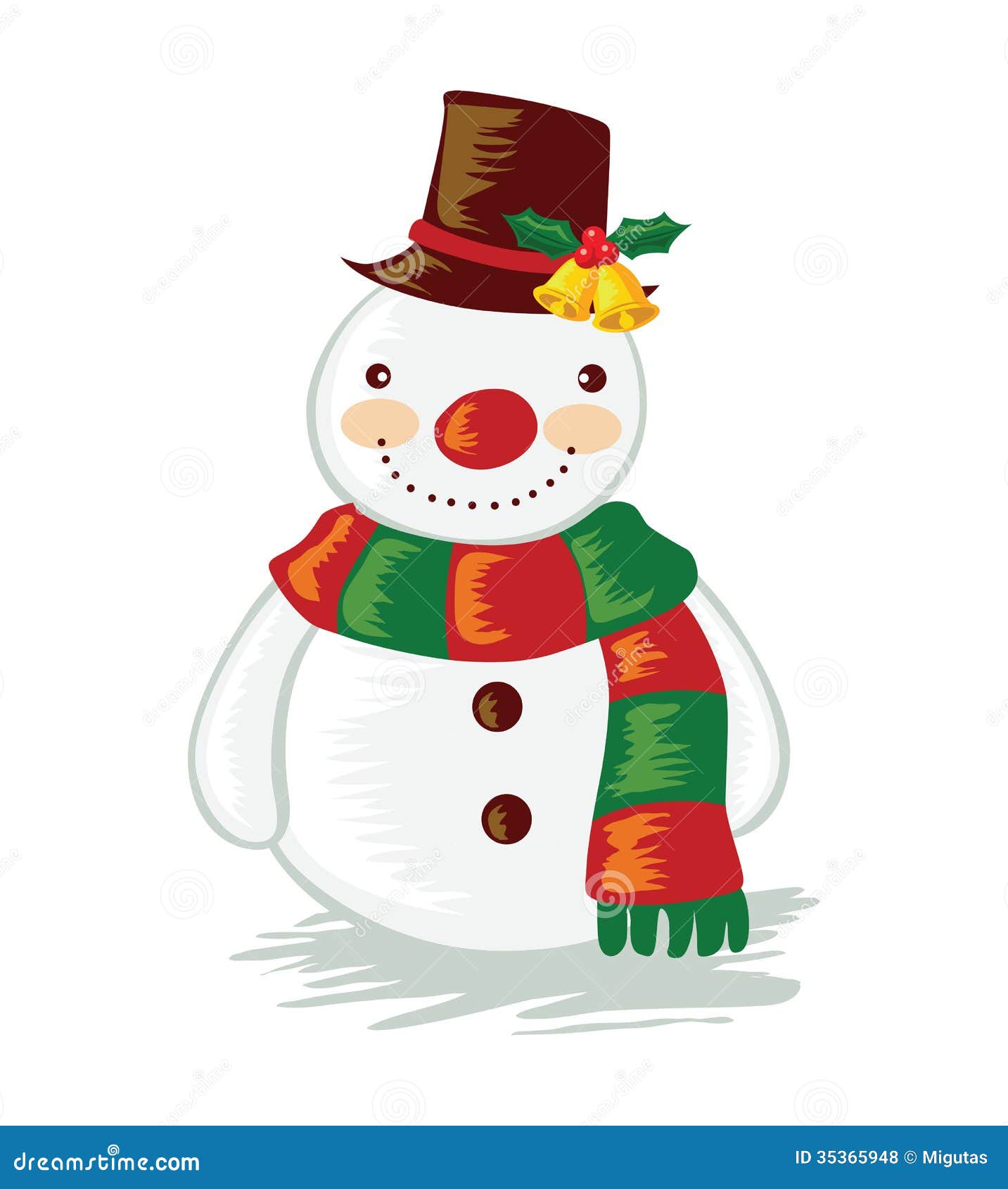 Cartoon Snowman Holding A Broom. Vector Clip Art Illustration Simple ...
