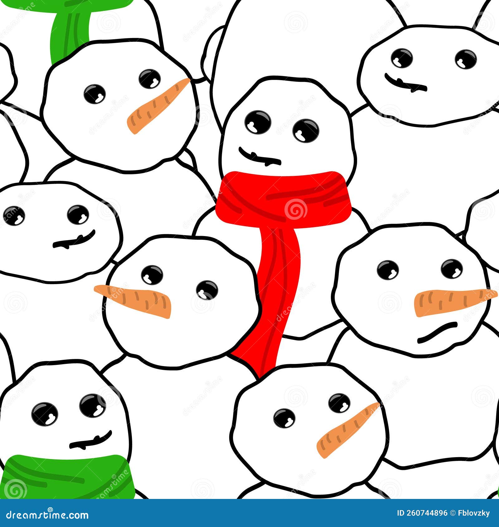 Cartoon Snowmen, Seamless Pattern Stock Vector - Illustration of cold ...