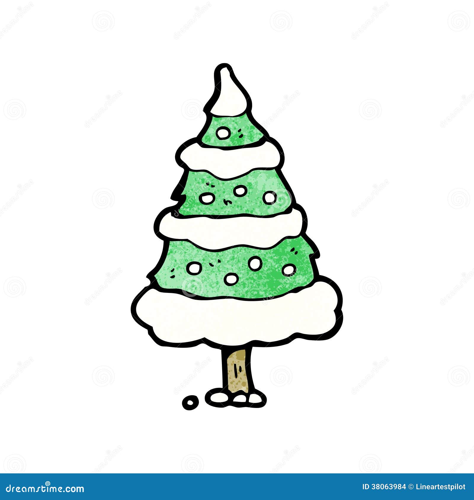 Cartoon Snowy Christmas Tree Stock Vector - Illustration of cartoon ...