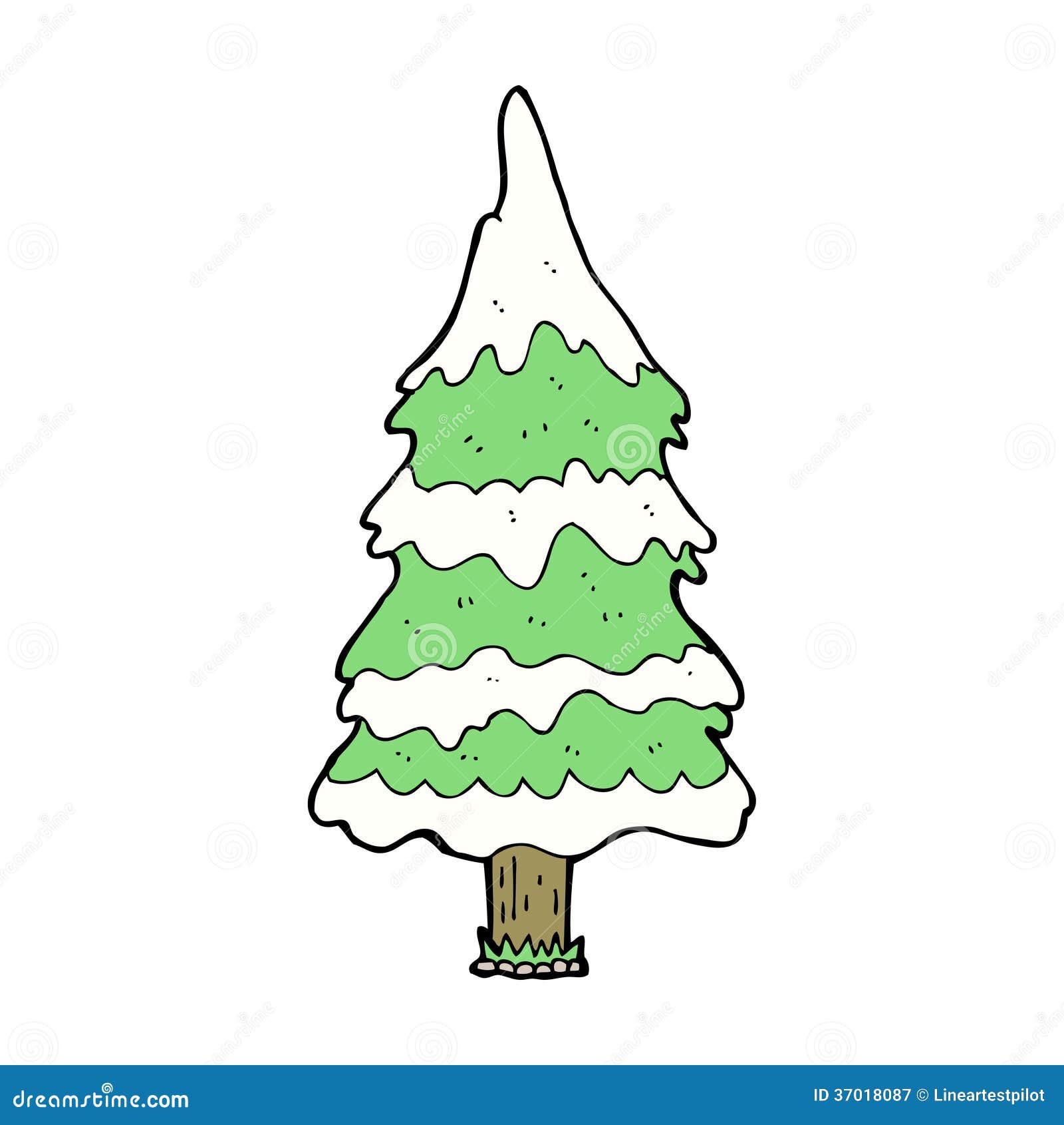Cartoon snowy tree stock vector. Illustration of drawn - 37018087