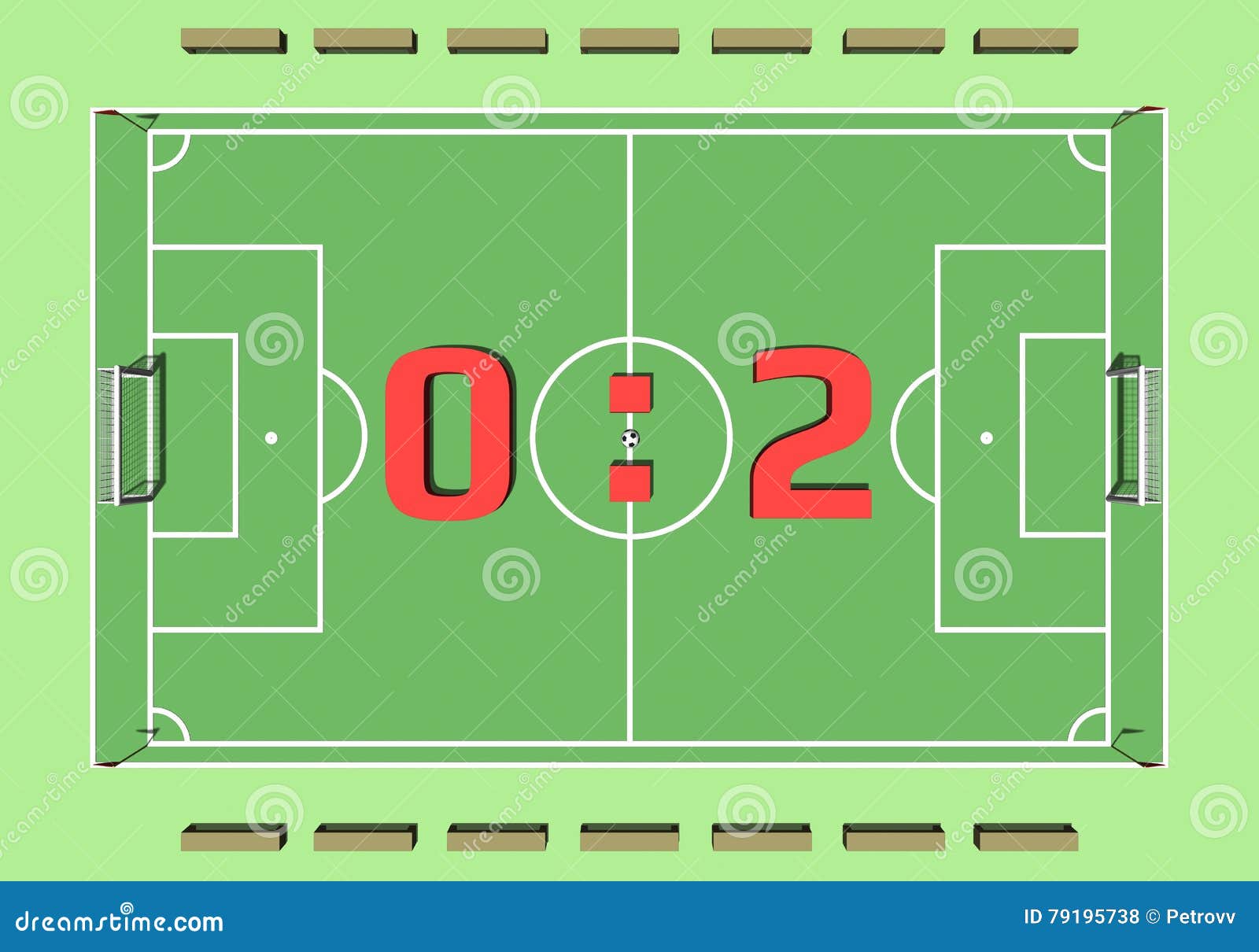 Cartoon Soccer Field from Top View 3d Rendering Stock Illustration ...