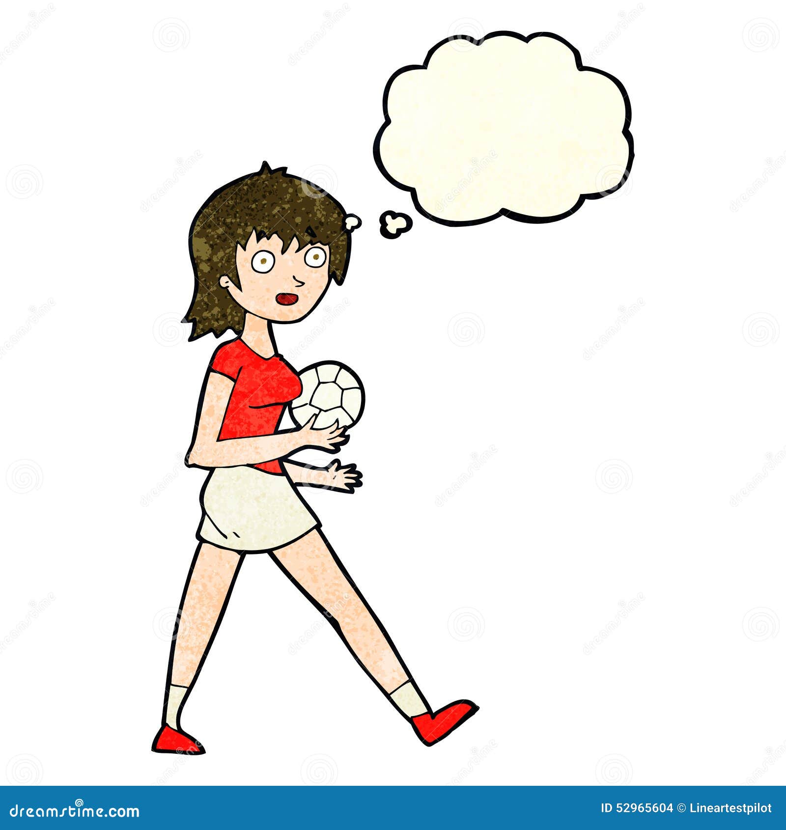 Cartoon Soccer Girl with Thought Bubble Stock Illustration ...