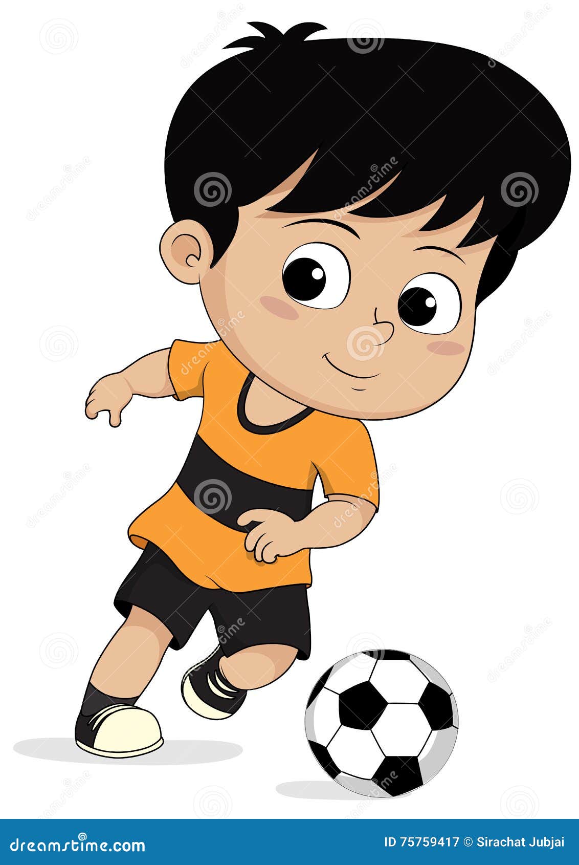 Cartoon soccer kids. stock vector. Illustration of football - 75759417