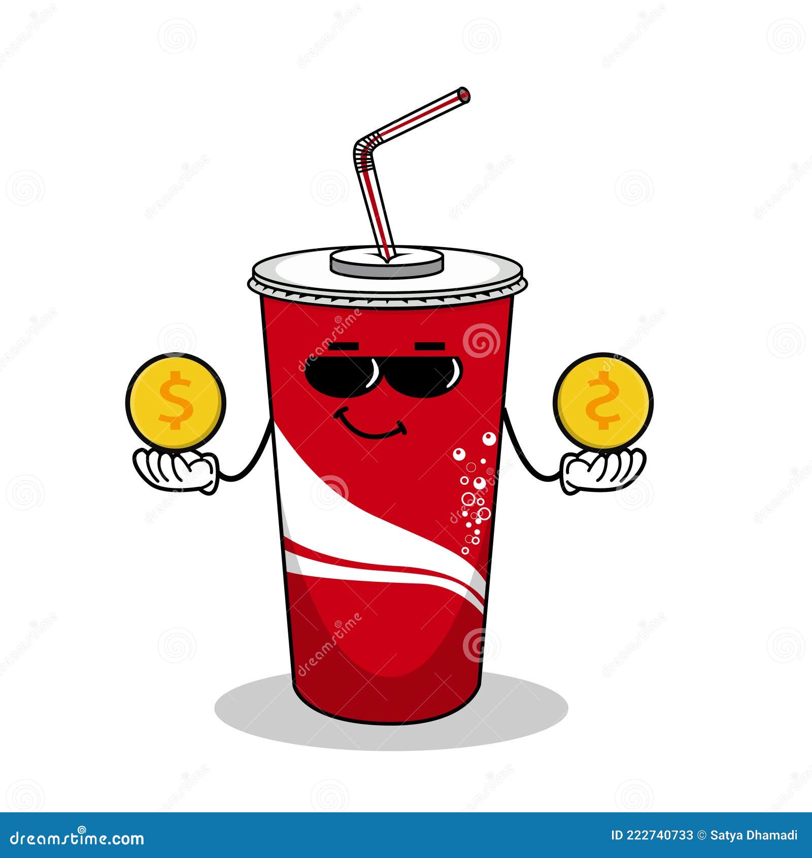 Cartoon Soft Drink Cola Mascot, Vector Illustration of a Cute Soft ...
