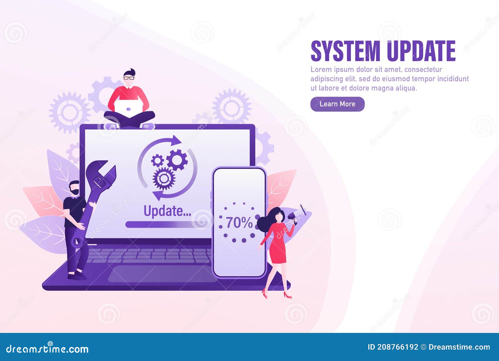 Cartoon Software Update People for Mobile App Design. Isometric Vector ...