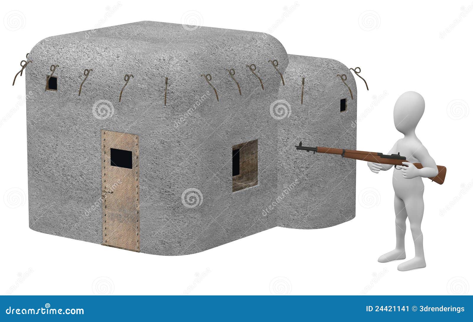 Cartoon Soldier with Bunker Stock Illustration - Illustration of bunker ...