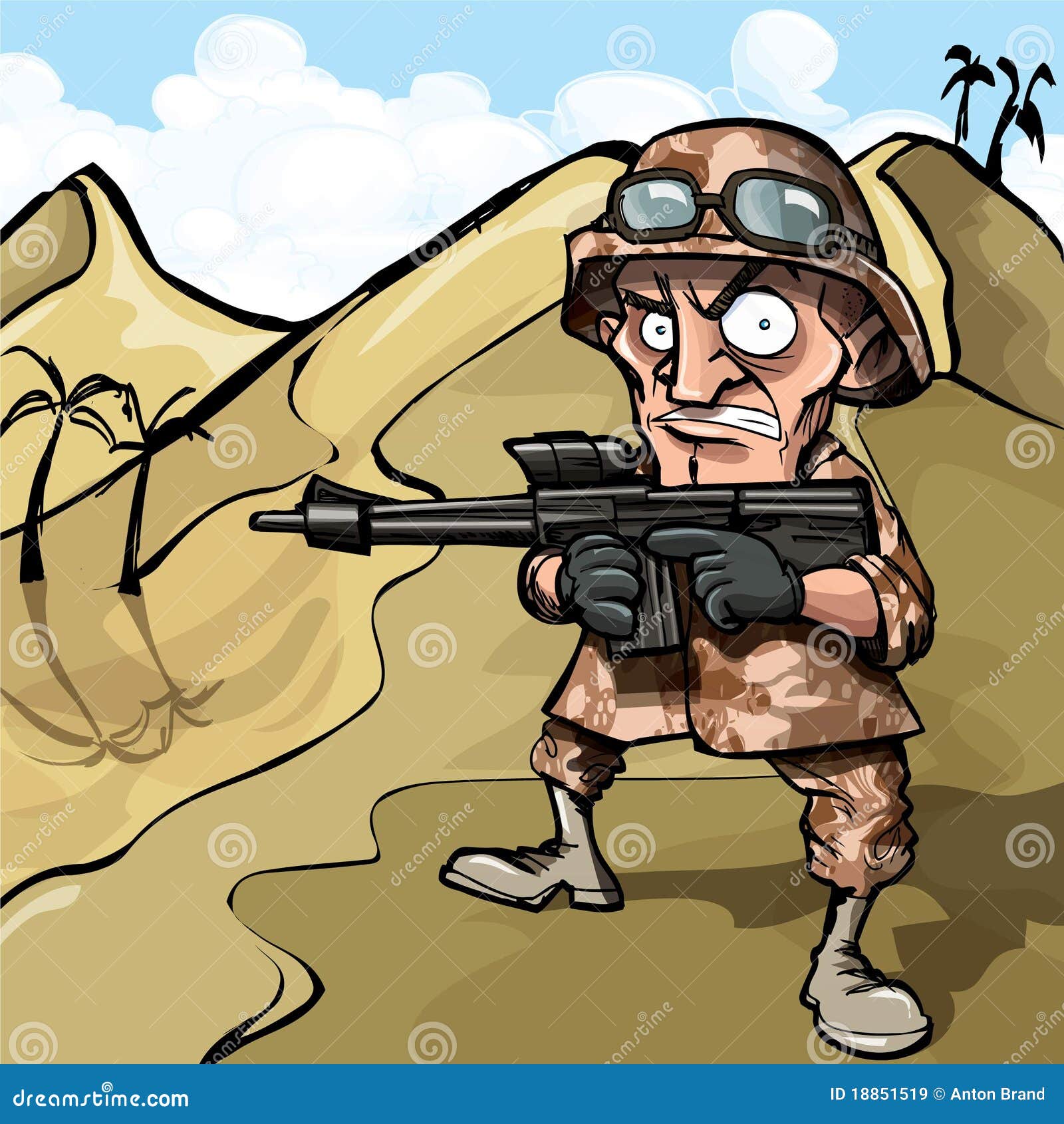 Cartoon Soldier in the Desert Stock Vector - Illustration of cartoon ...