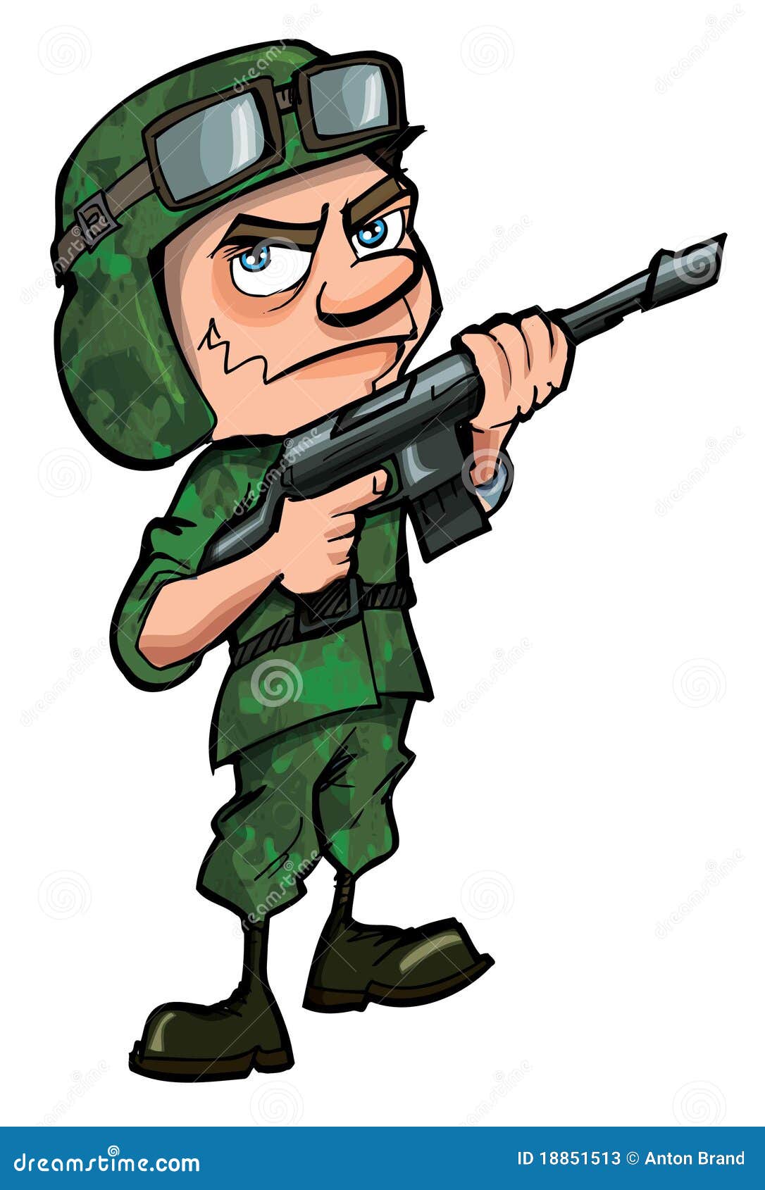 Cartoon Soldier Isolated on White Stock Vector - Illustration of clip ...