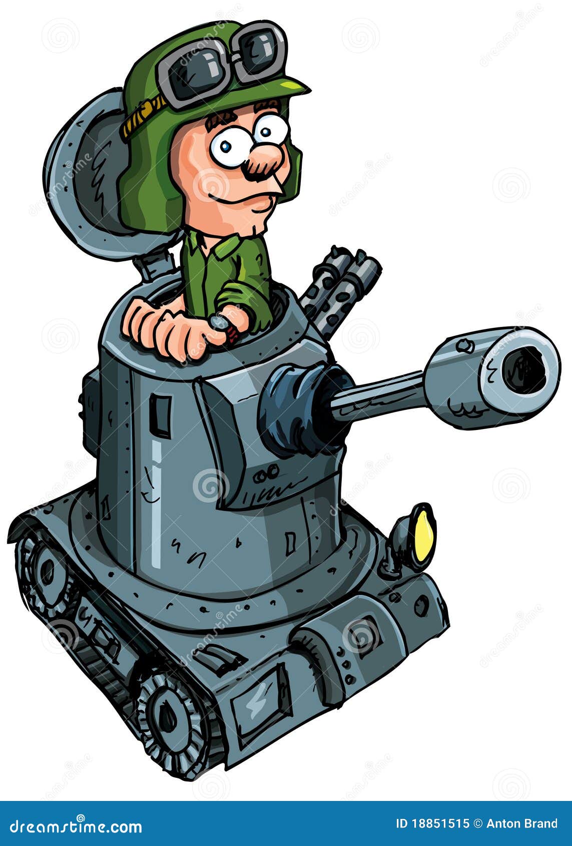 Cartoon Soldier in a Small Tank Stock Vector - Illustration of blue ...