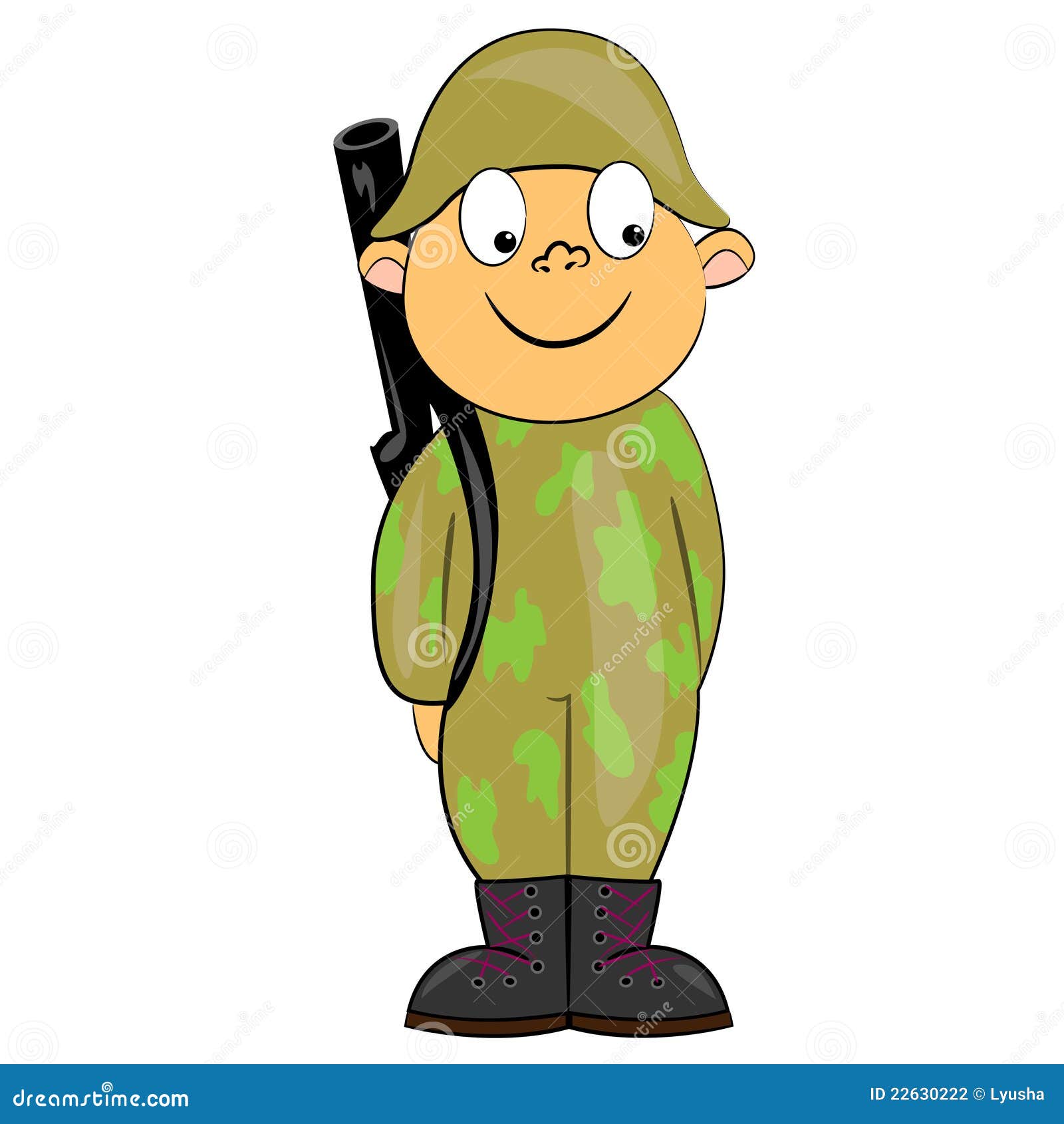 Cartoon Soldier Standing with Gun. Image Stock Vector - Illustration of ...