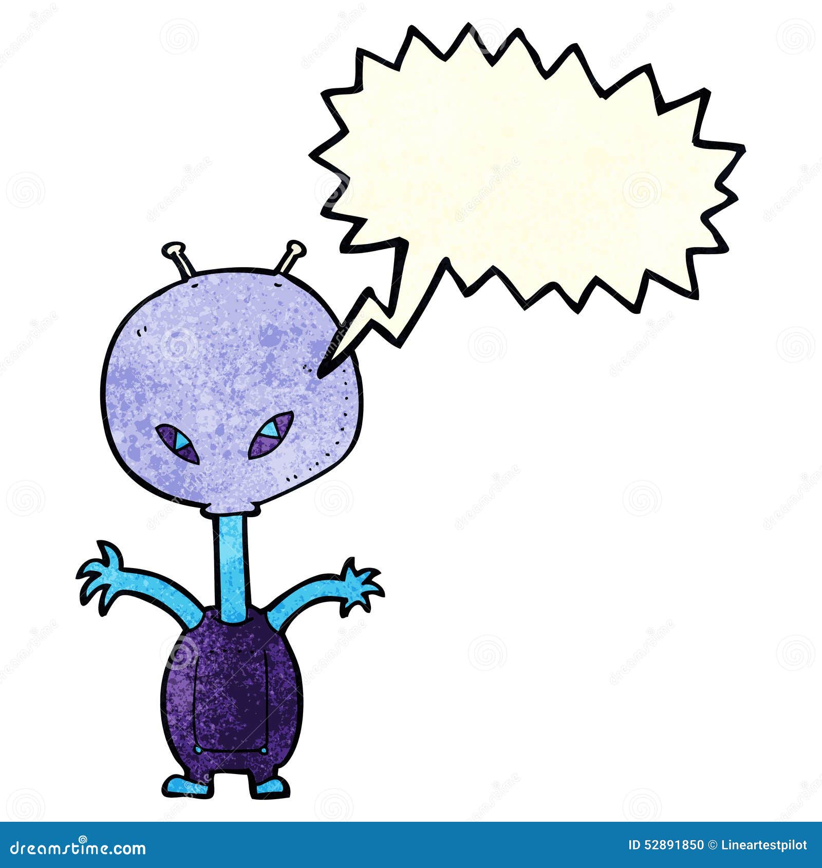Cartoon Space Alien with Speech Bubble Stock Illustration ...