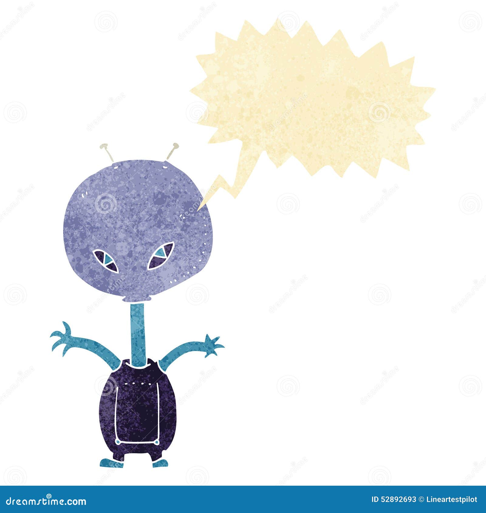Cartoon Space Alien with Speech Bubble Stock Illustration ...