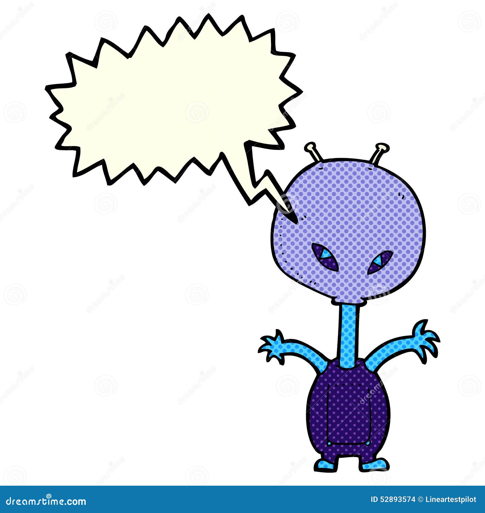 Cartoon Space Alien with Speech Bubble Stock Illustration ...