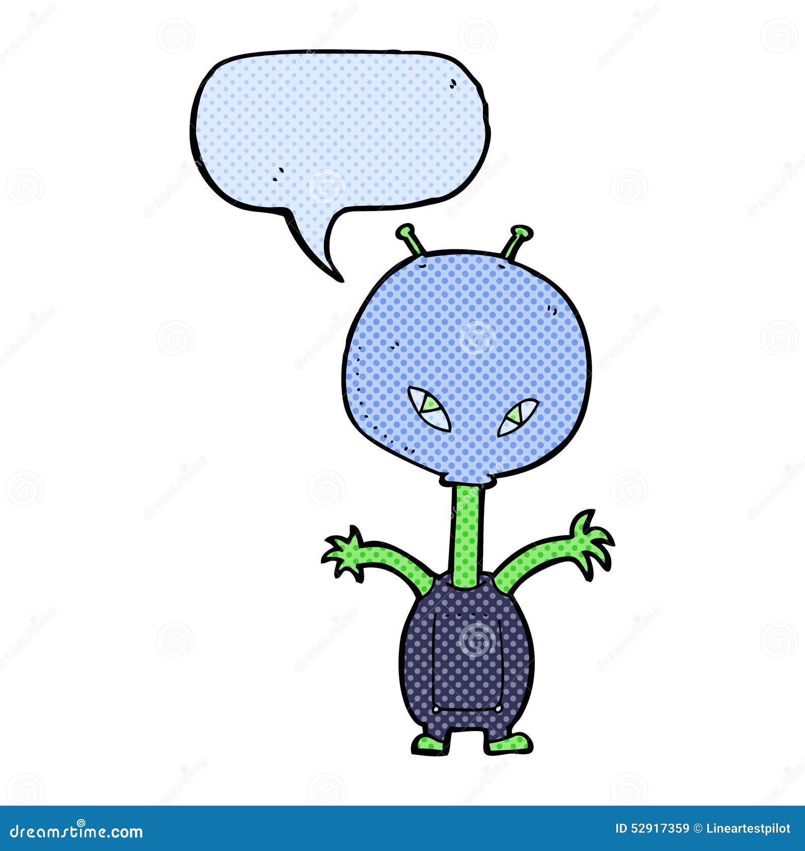 Cartoon Space Alien with Speech Bubble Stock Illustration ...