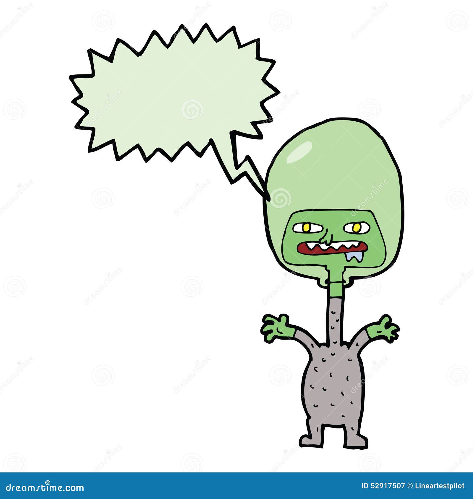 Cartoon Space Alien with Speech Bubble Stock Illustration ...