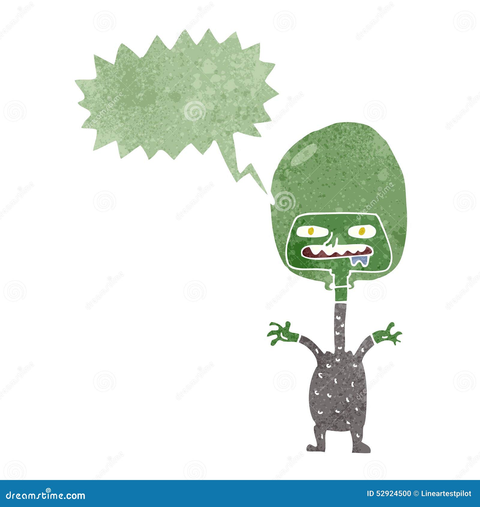 Cartoon Space Alien with Speech Bubble Stock Illustration ...