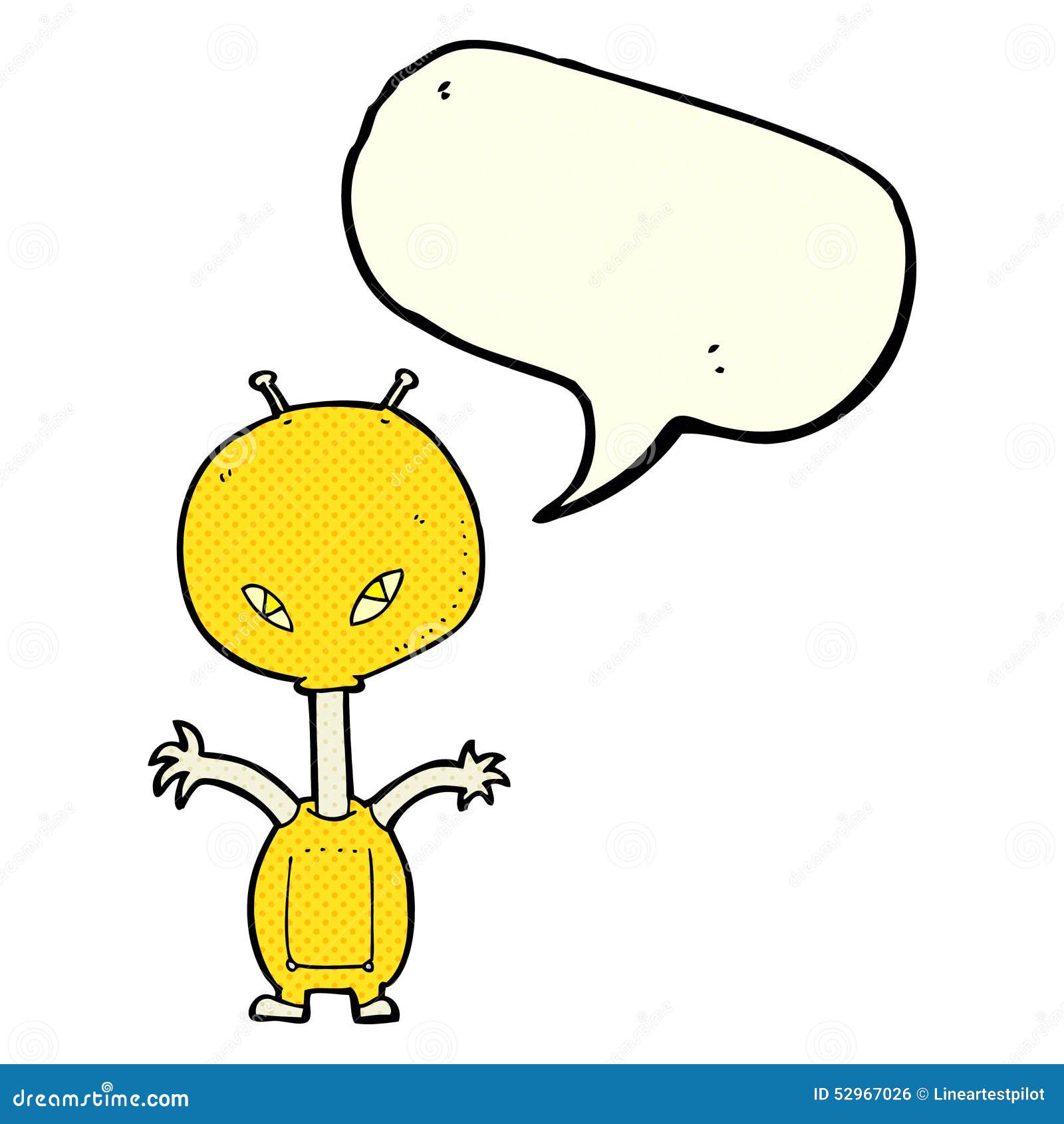 Cartoon Space Alien with Speech Bubble Stock Illustration ...