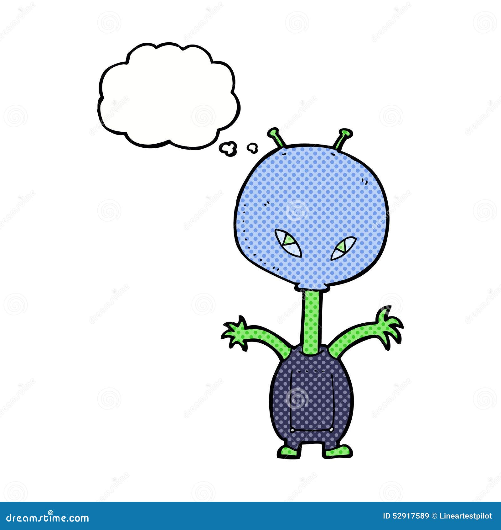 Cartoon Space Alien with Thought Bubble Stock Illustration ...