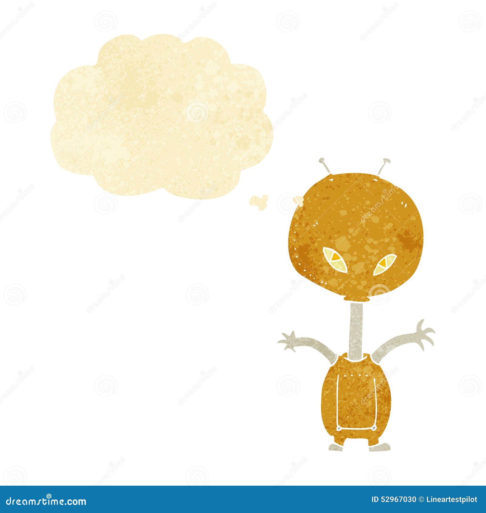 Cartoon Space Alien with Thought Bubble Stock Illustration ...