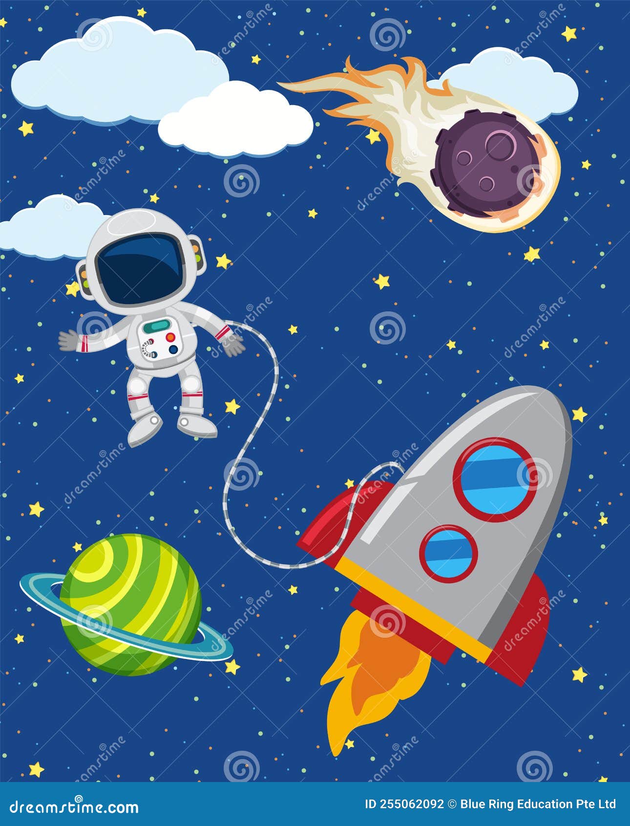 Cartoon Space Background Template Stock Vector - Illustration of ...