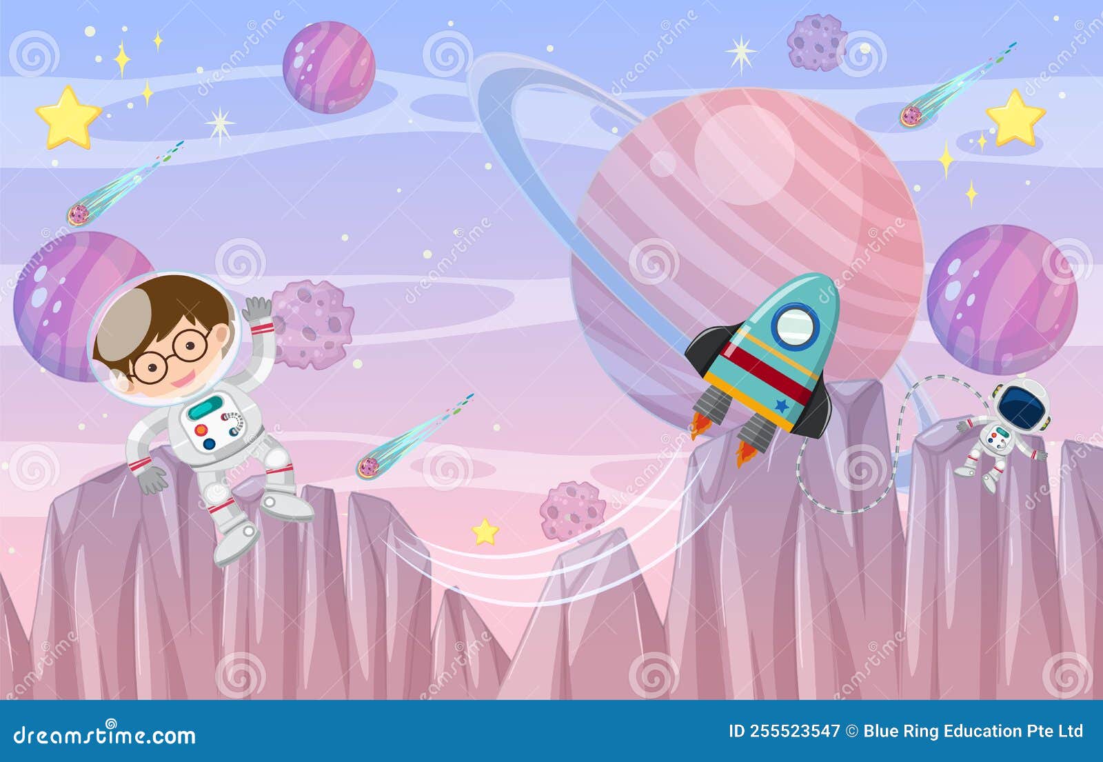 Cartoon Space Background Template Stock Vector - Illustration of ...