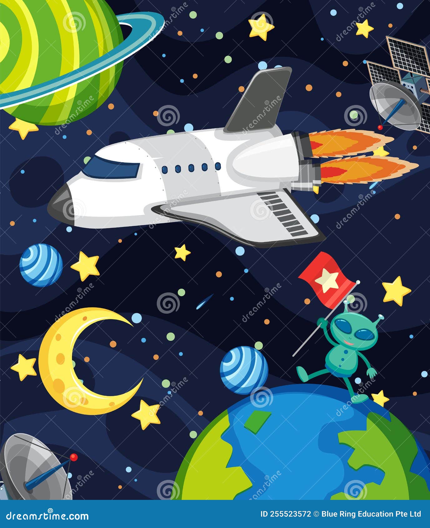 Cartoon Space Background Template Stock Vector - Illustration of ...