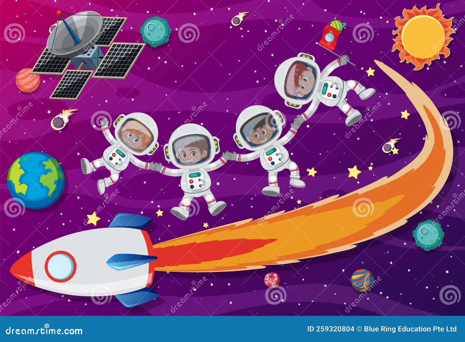 Cartoon Space Background Template Stock Vector - Illustration of ...