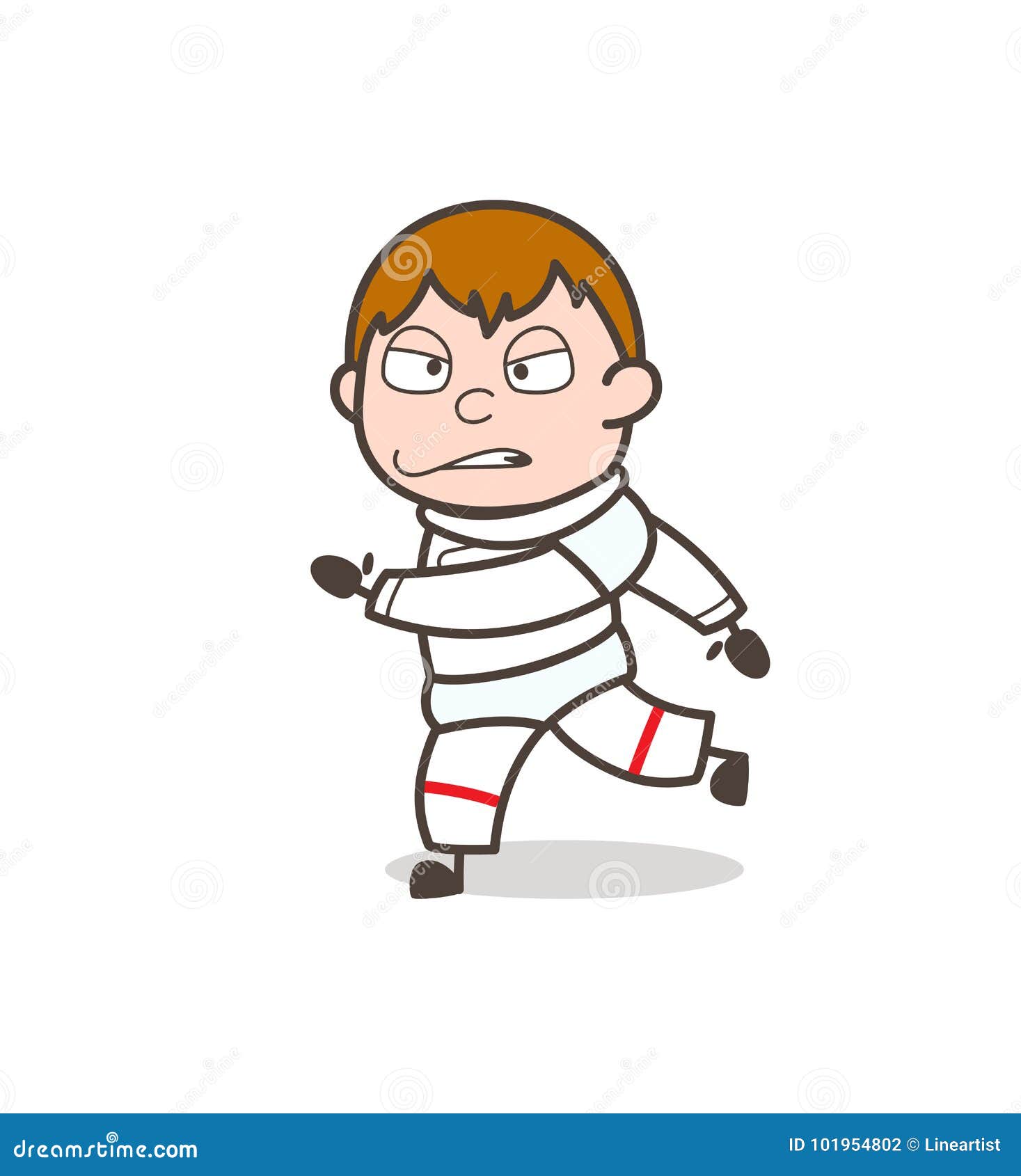 Cartoon Space Boy Running in Aggression Vector Illustration Stock ...