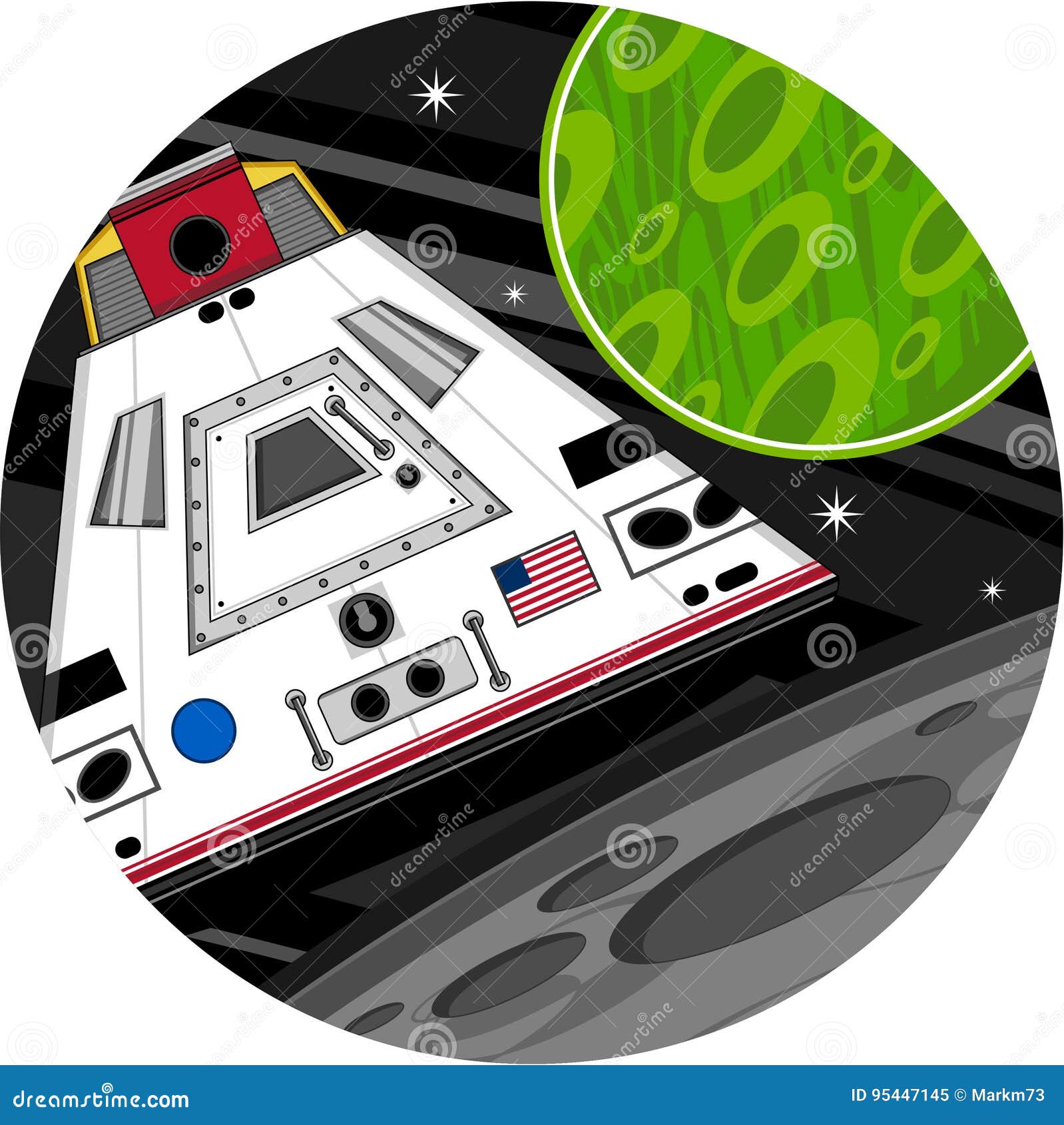Cartoon Space Capsule stock vector. Illustration of planets - 95447145