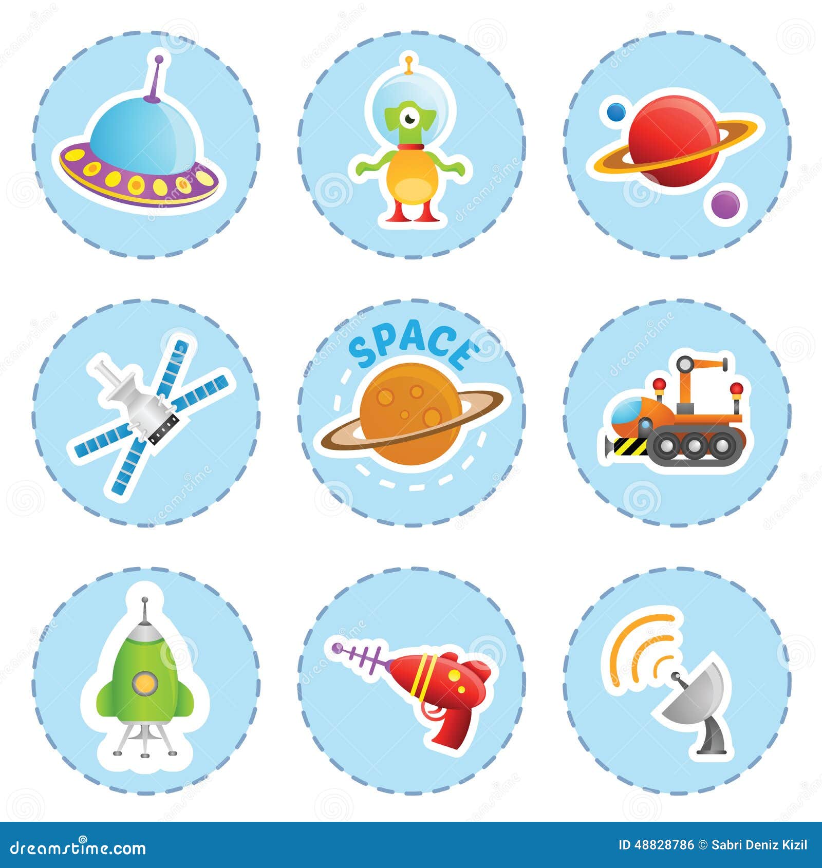 Cartoon Space Element Icons Set Stock Photo | CartoonDealer.com #48828786
