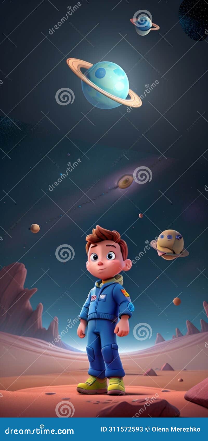 Cartoon Space Explorer Discovering Stock Illustration - Illustration of ...