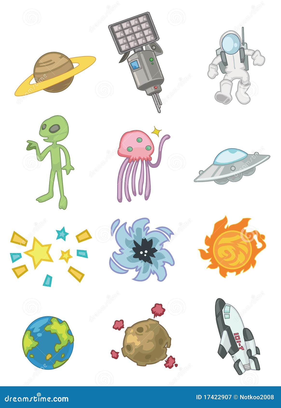 Space Icon Set. Include Creative Elements Earth Planet, Stars, Spaceship, Spacemen, Telescope ...