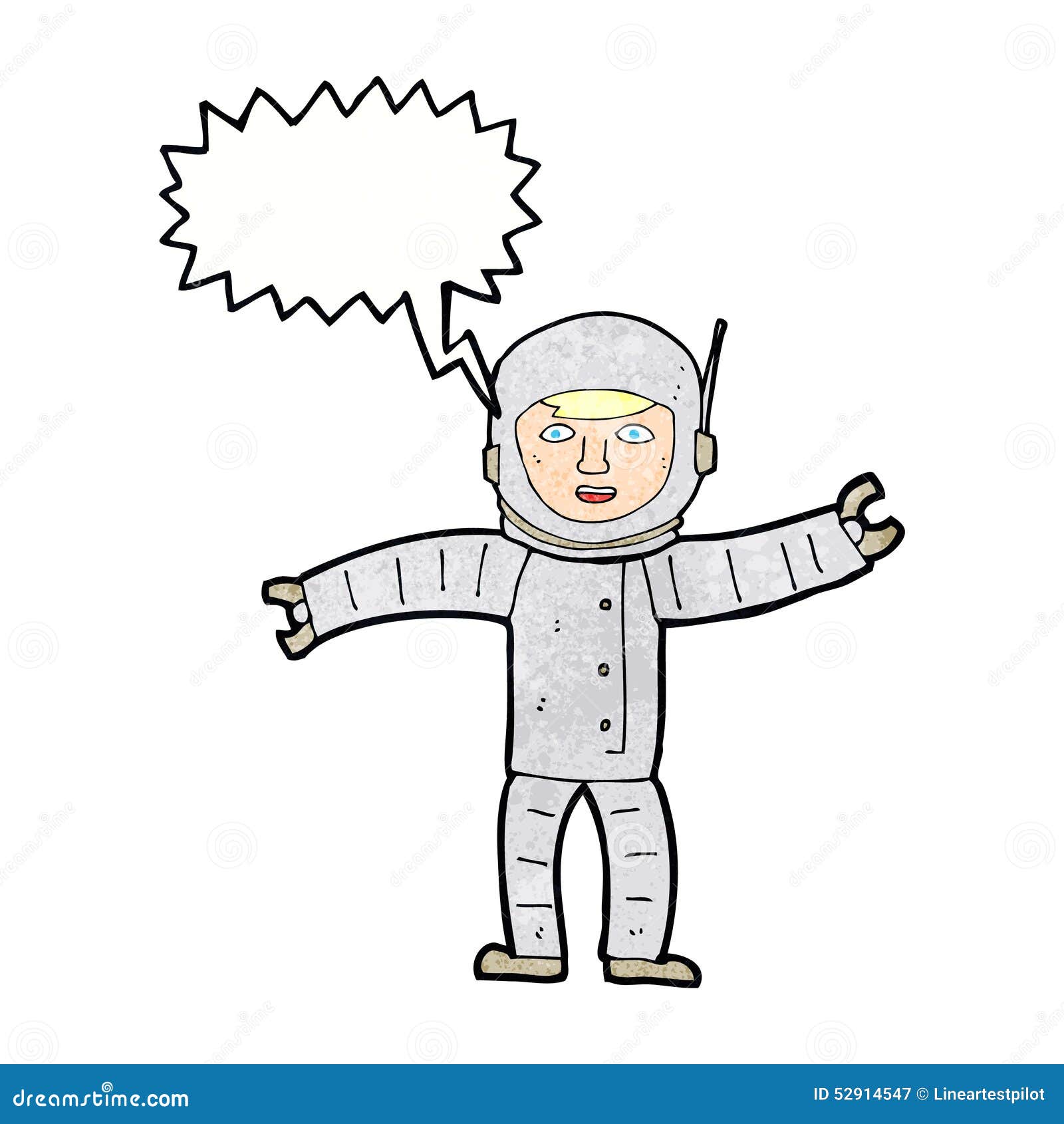 Cartoon Space Man with Speech Bubble Stock Illustration - Illustration ...