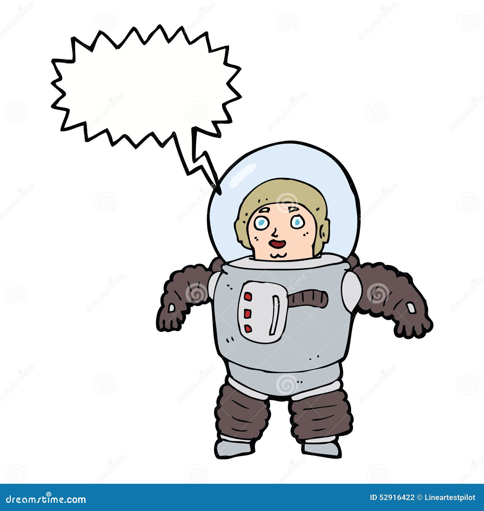 Cartoon Space Man with Speech Bubble Stock Illustration - Illustration ...