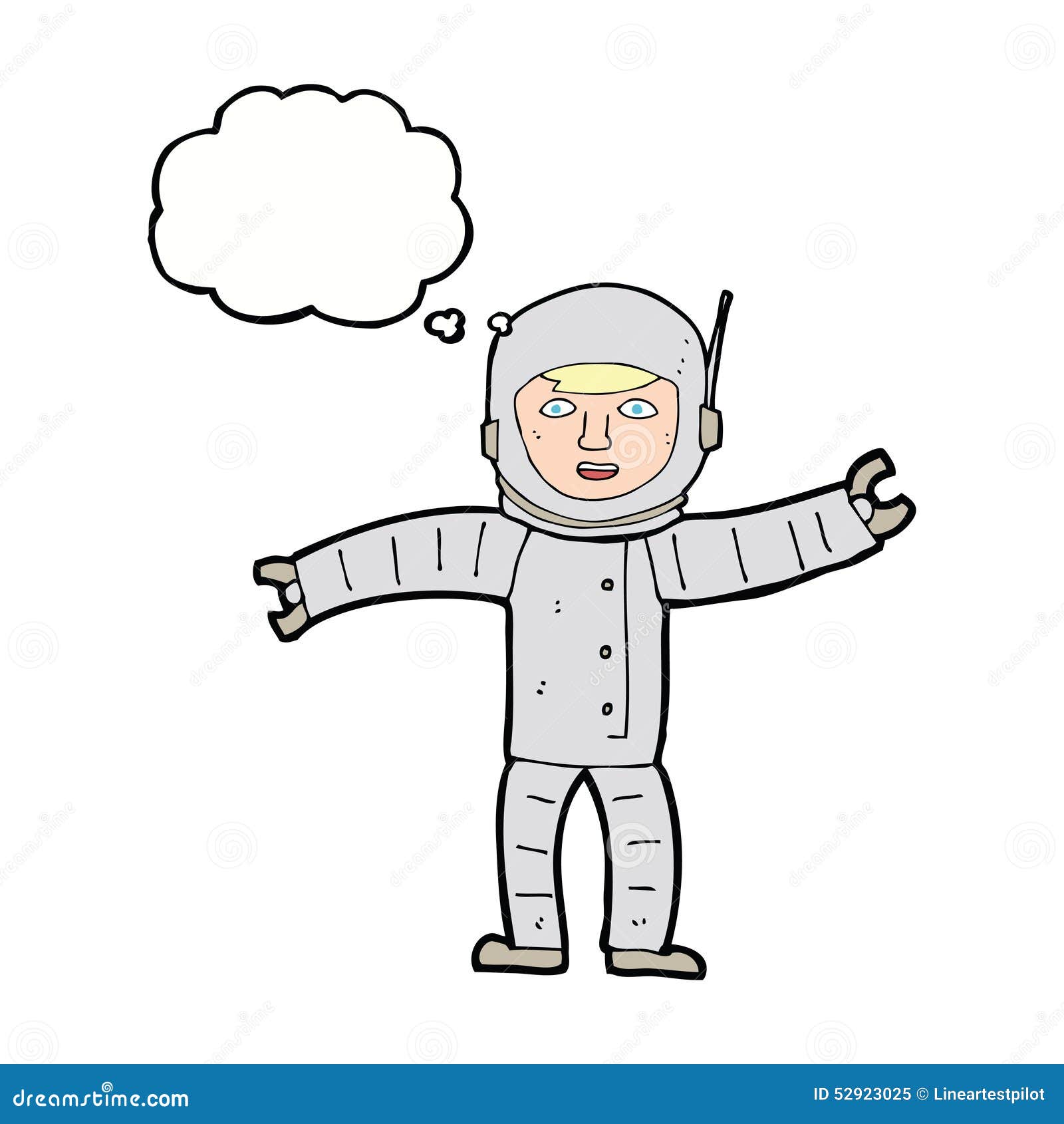 Cartoon Space Man with Thought Bubble Stock Illustration - Illustration ...