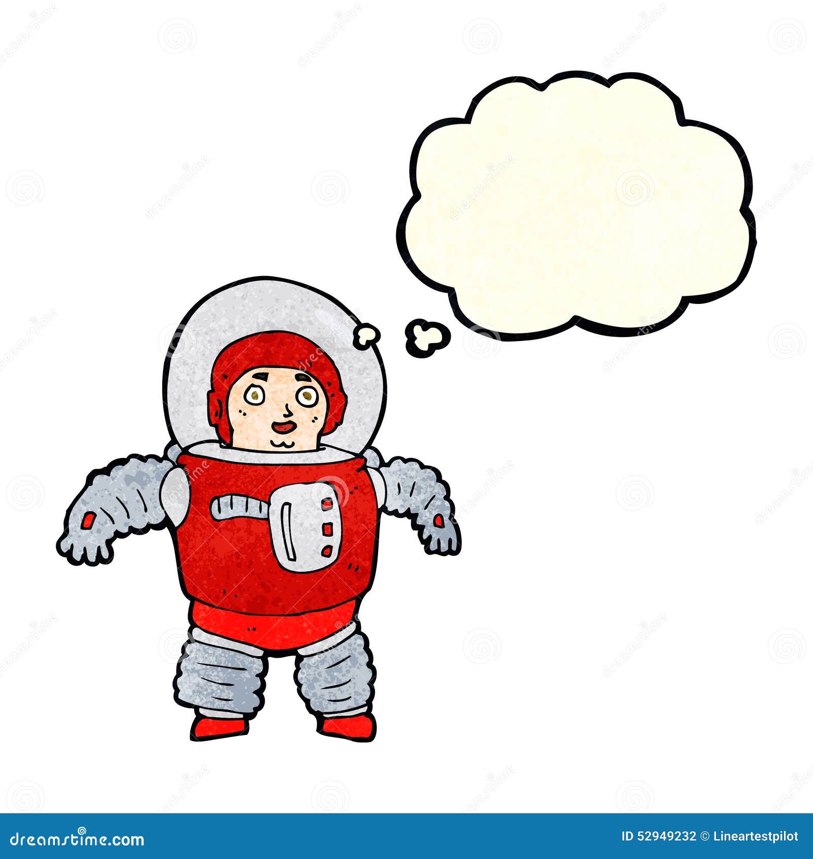 Cartoon Space Man with Thought Bubble Stock Illustration - Illustration ...