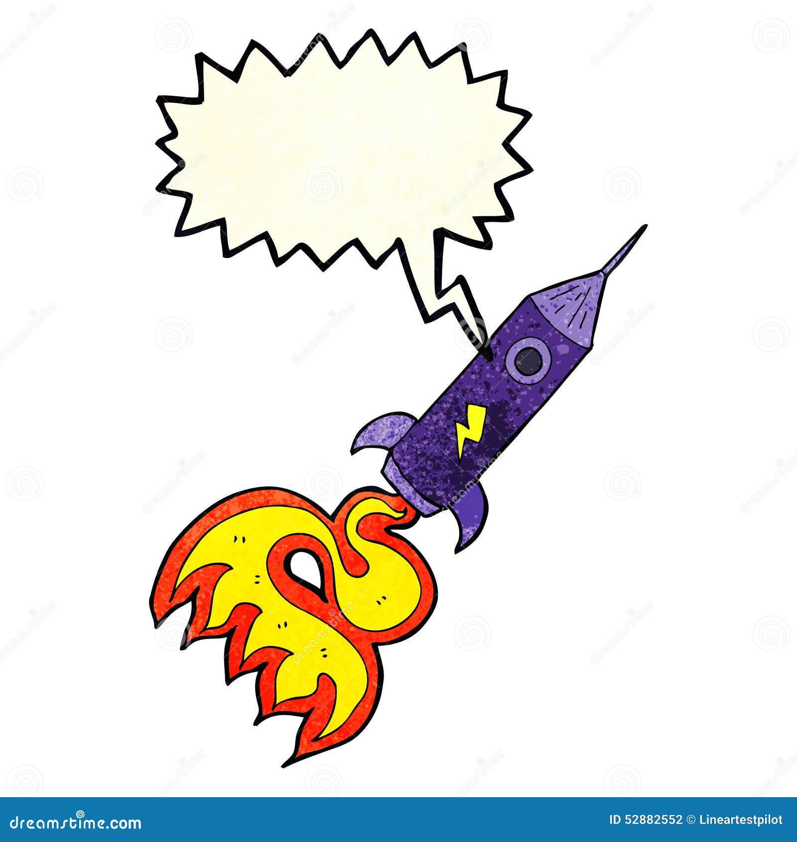 Cartoon Space Rocket with Speech Bubble Stock Illustration ...