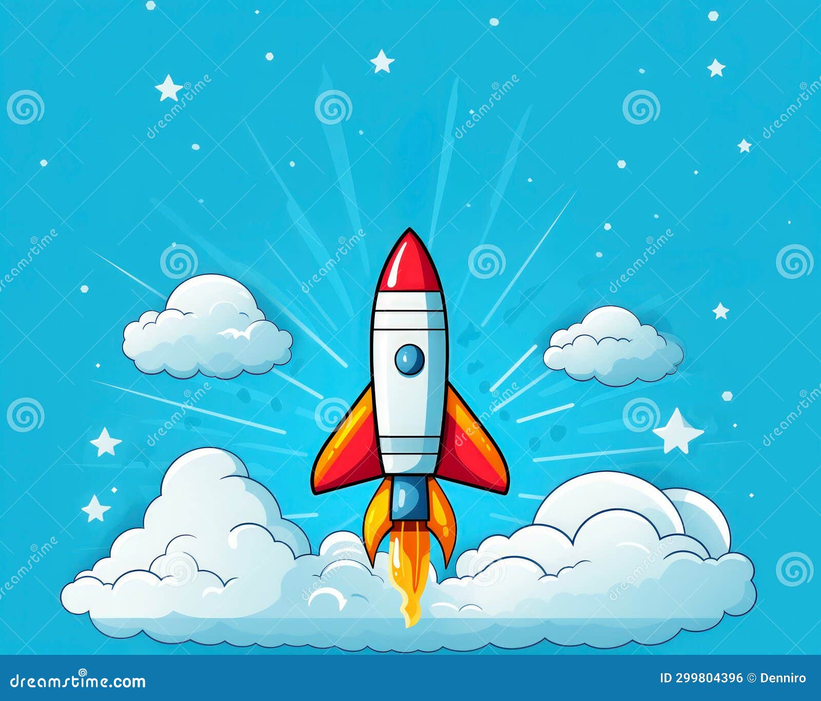 Cartoon Rocket Launch