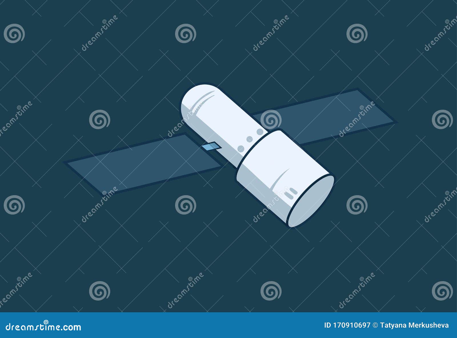 Cartoon Space Station. Flat Vector Illustration on Blue Background ...