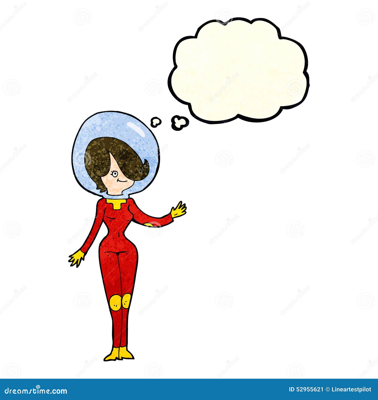 Cartoon Space Woman with Thought Bubble Stock Illustration ...